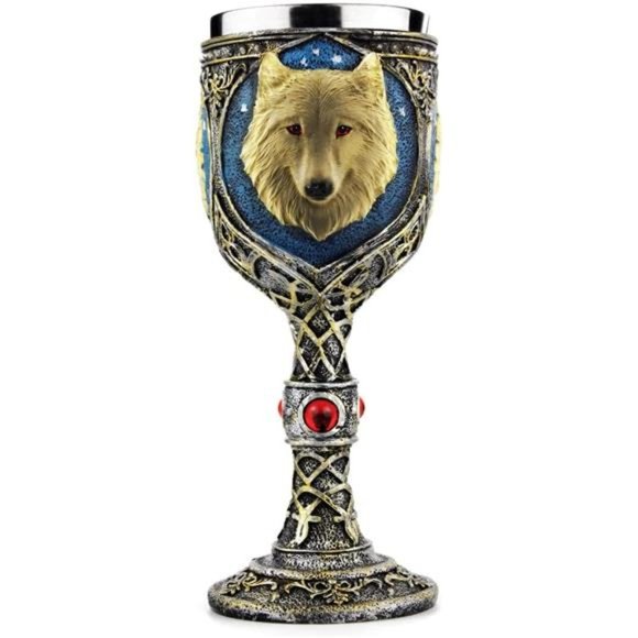 Dining | Stainless Steel Wolf Goblet Ezeso Resin 3d Wine Chalice Goblet ...
